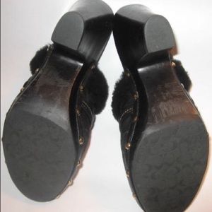 Coach | Shoes | Coach Black Fur Lined Mulesclogs | Poshmark